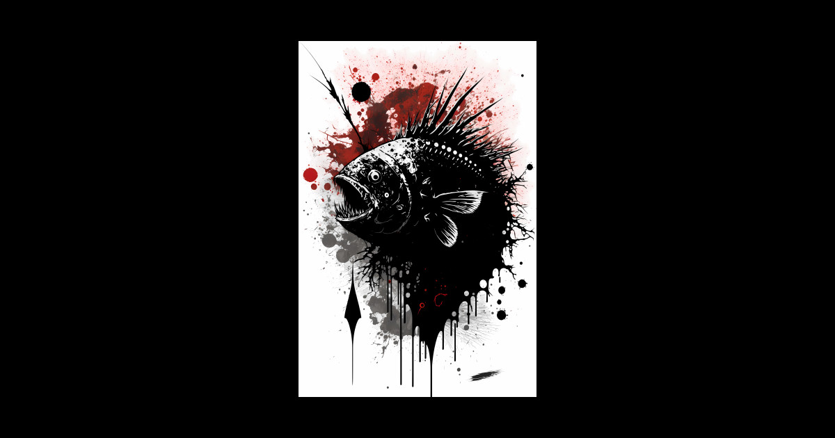 Angler Fish Ink Painting - Angler Fish - Sticker | TeePublic
