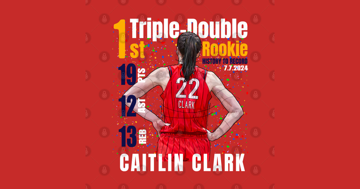 2024 1st Triple double Rookie Caitlin Clark Cartoon Women Basketball ...