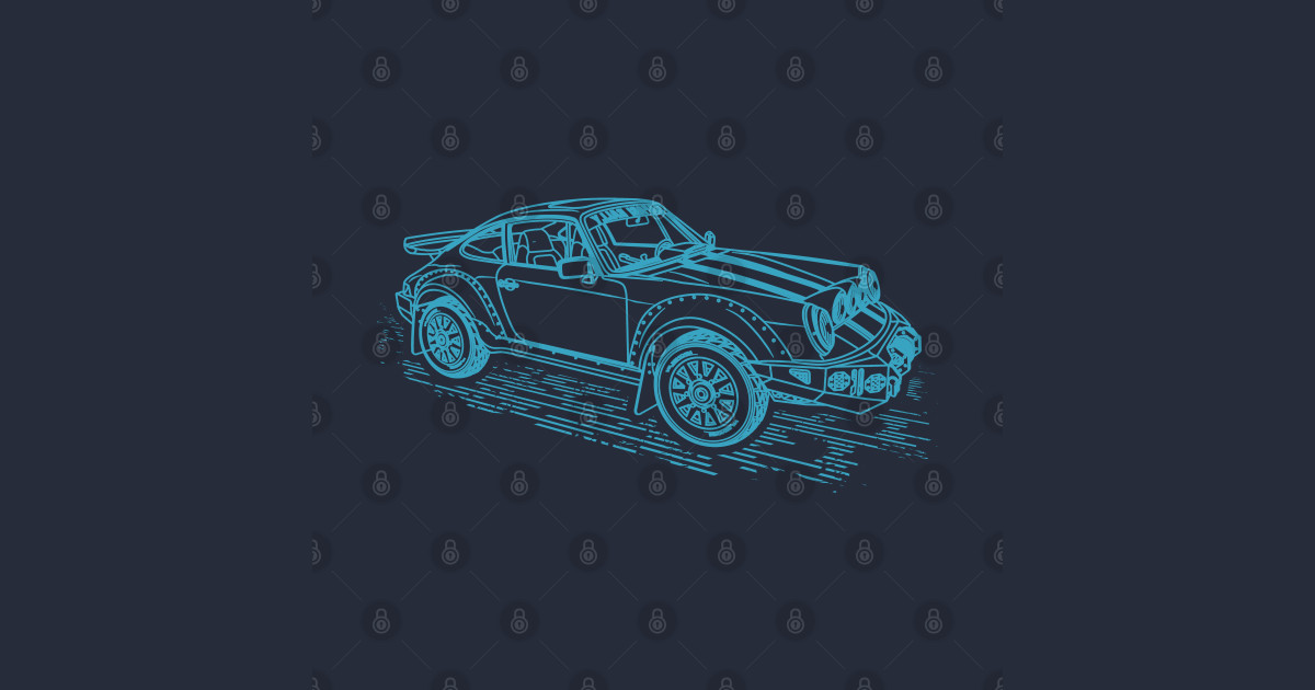 911 Carrera Safari Rally Lineart Blueprint - 911 Turbo - T-Shirt | TeePublic
