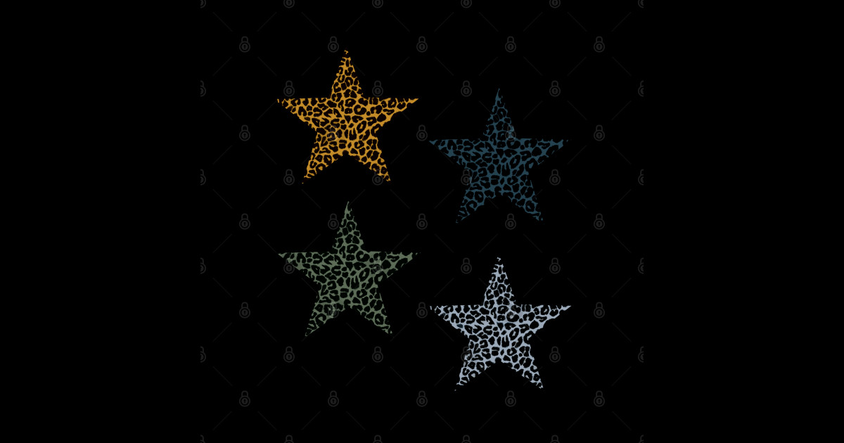 Leopard Print Stars Pack on Grey - Leopard - Sticker | TeePublic