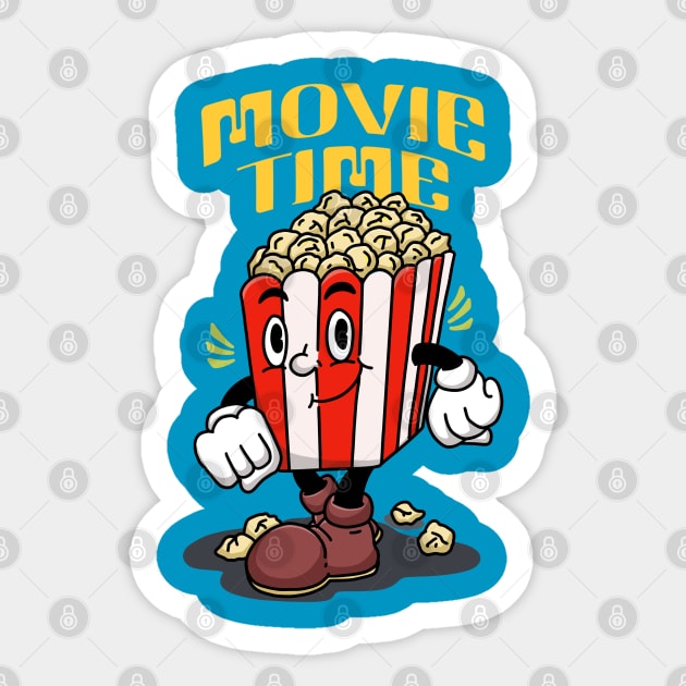 Popcorn Mascot Cartoon - Popcorn Time - Sticker | TeePublic