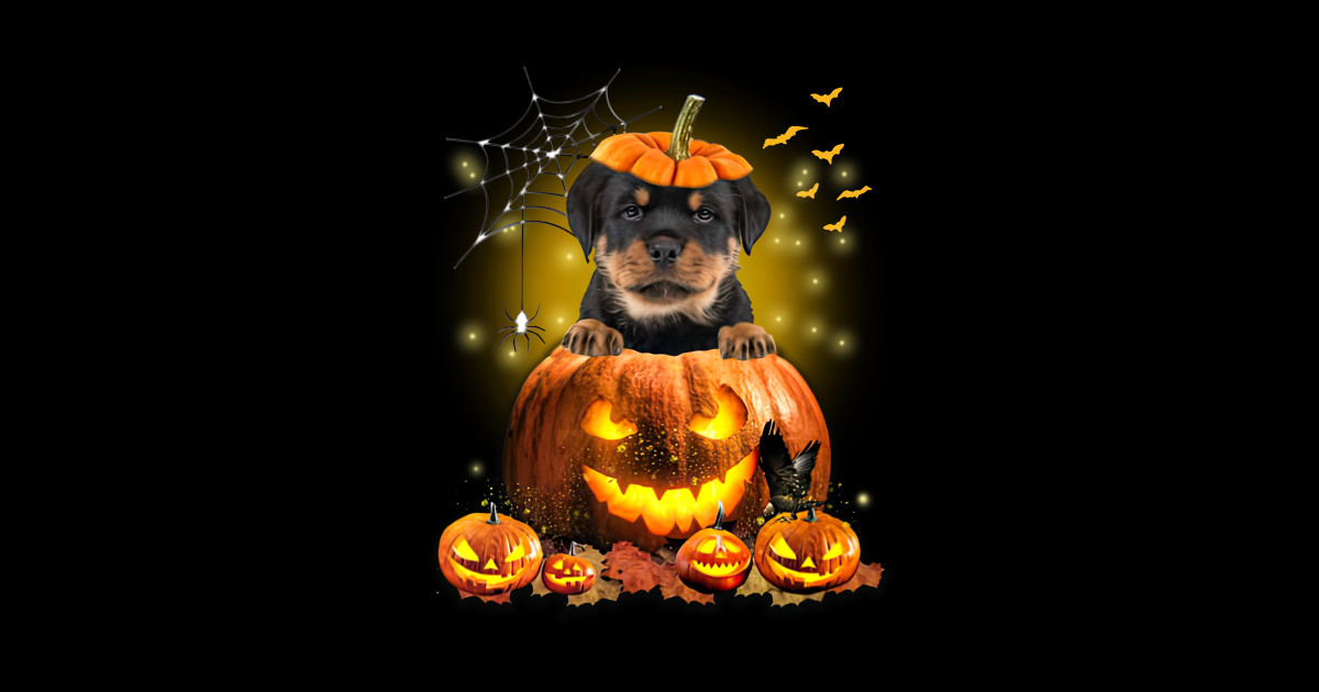 Rottweiler Spooky Halloween Pumpkin Dog Head - Rottweiler Spooky ...
