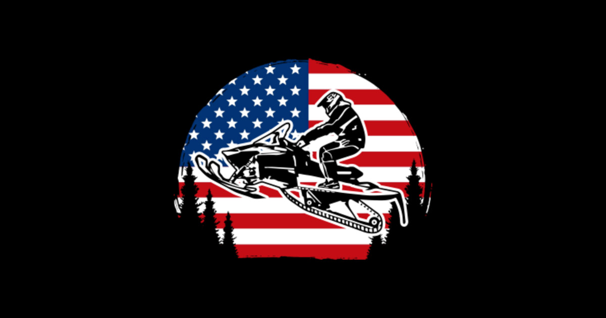 Snowmobile Sled US Flag Adventure Terrain Ride - Snowmobile Sled Us ...