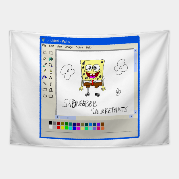 SpongeBob SquarePants ms paint drawing - Y2k Aesthetic - Tapestry ...