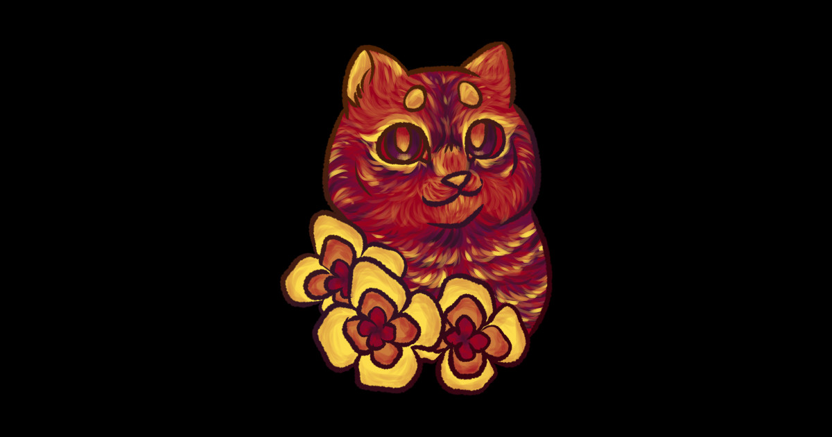 sunset kitty - Cat - Sticker | TeePublic