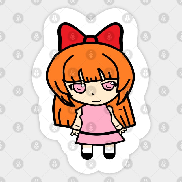 powerpuff girls chibi blossom - Powerpuff Girls - Sticker | TeePublic