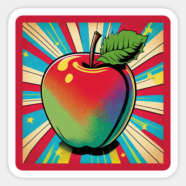 Retro 1950s Comic Book Apple - Comic Book Apple - Sticker | TeePublic