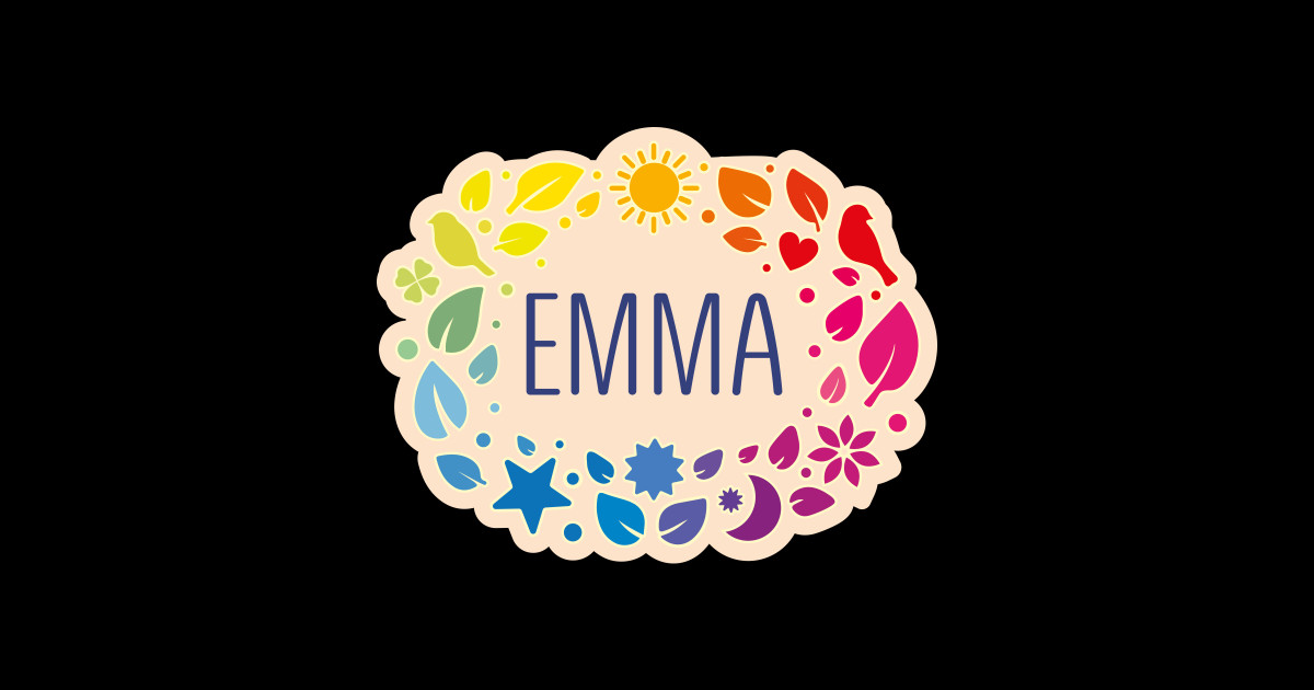 Emma name with colorful leaves - Emma - Sticker | TeePublic