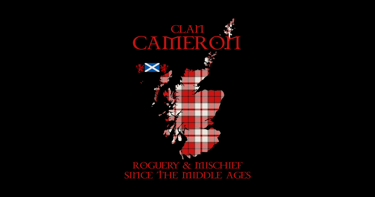 Clan Cameron Hose tartan Scotland map Saltire flag and lion rampant ...