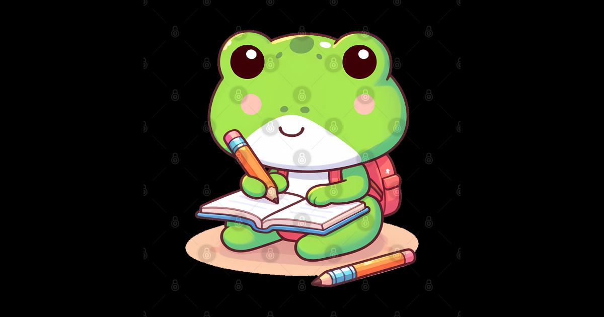 A cute back to school frog - A Cute Back To School Frog - Sticker ...