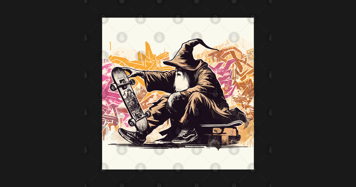 Resting Skate wizard street art - Wizard - T-Shirt | TeePublic