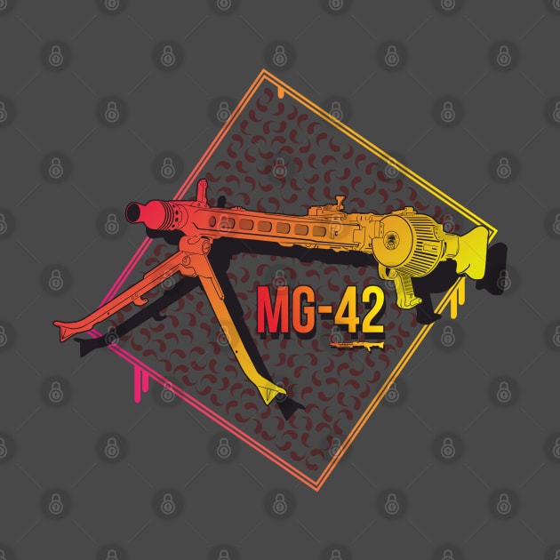 Colorful German MG-42 machine gun - Firearms - T-Shirt | TeePublic