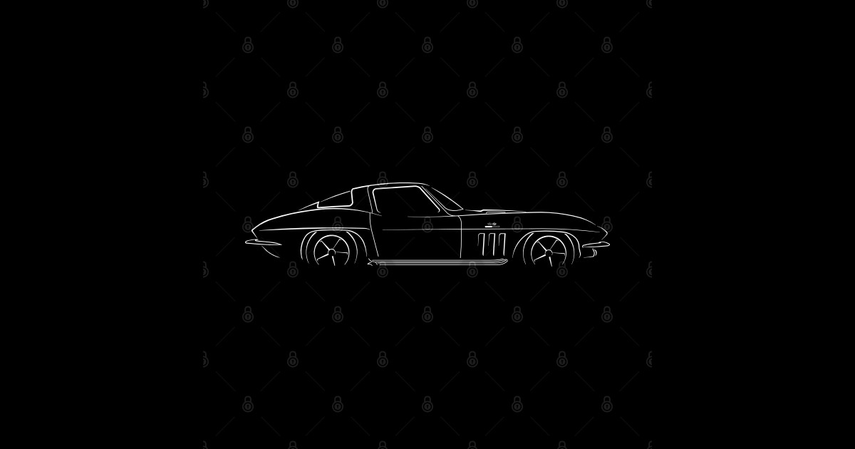 Chevy Corvette C2 - Profile stencil, white - Stingray - Posters and Art ...