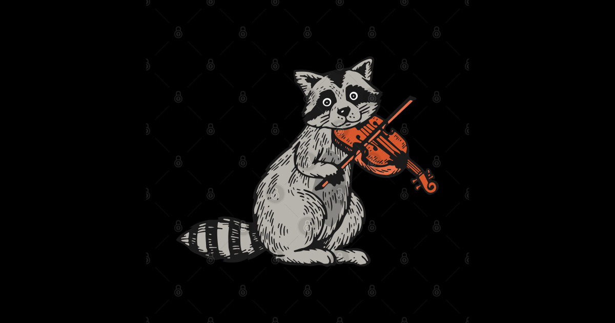Raccoon playing Violin - Raccoon Playing Violin - Sticker | TeePublic