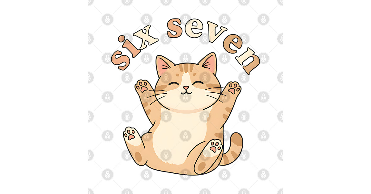 67 Six Seven 6-7 Cat Funny Kids Gaming Brainrot Meme - Six Seven Orange ...