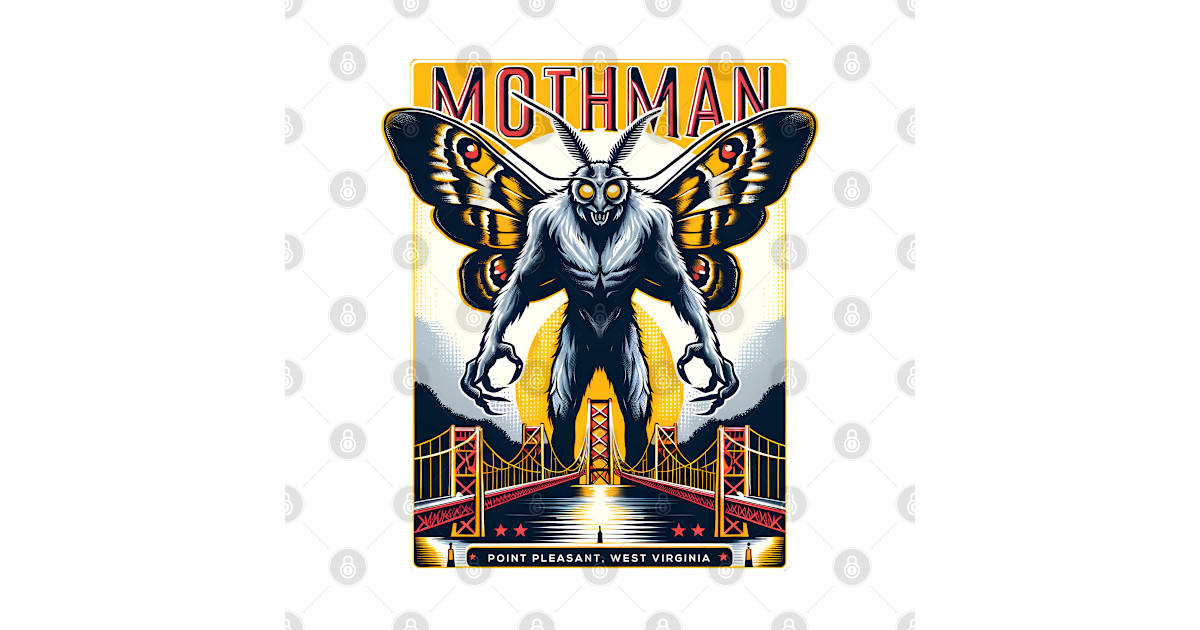 Cryptid Mothman of Point Pleasant Retro Mothman - Mothman - T-Shirt ...
