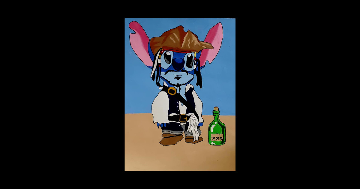 Captain Jack Stitch has his rum - Stitch - Sticker | TeePublic