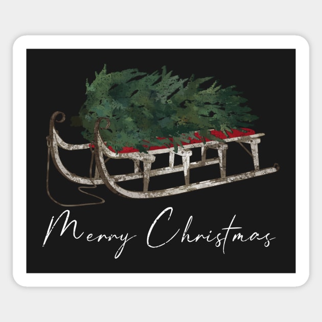 Sleigh Christmas Tree - Sleigh - Sticker | TeePublic
