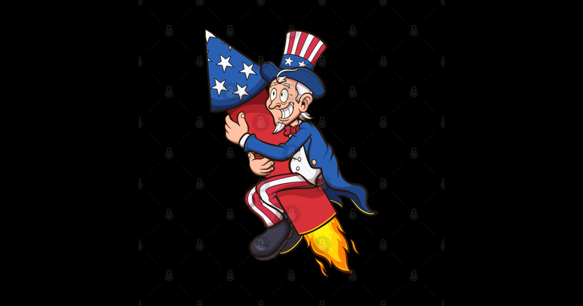 Uncle Sam Riding Firework - Uncle Sam Riding Firework - Magnet | TeePublic
