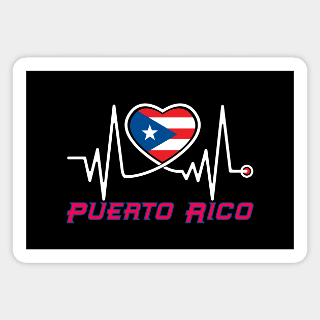 Puerto Rico Heartbeat Team Rubio - Boricua Strong - Sticker | TeePublic