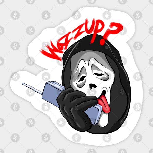 Ghostface wazzup - Halloween Ghostface Wazzup Scary Mov - Sticker ...