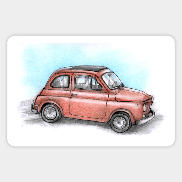Red Car drawing sketch - Red Car - Sticker | TeePublic