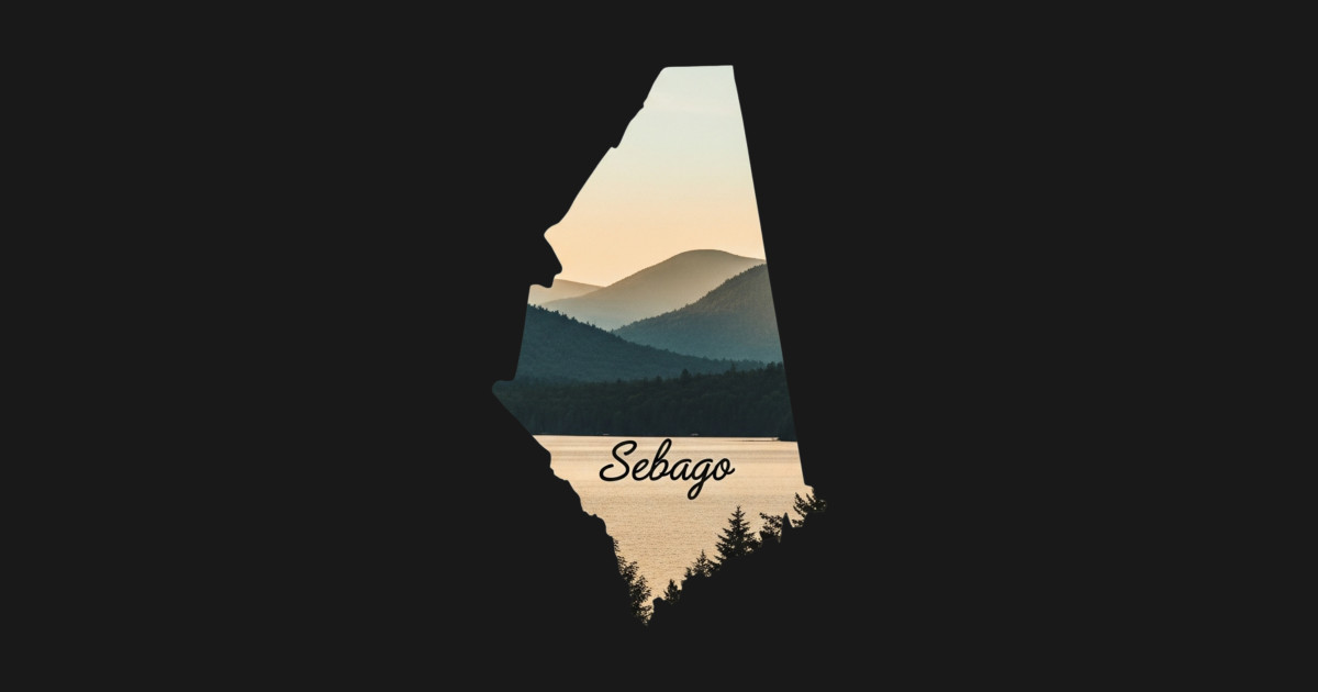 Sebago Lake Maine State Shape - Sebago Lake Maine State Shape - T-Shirt ...