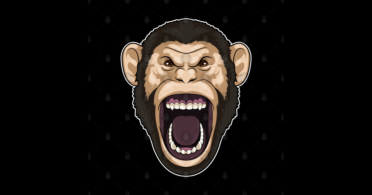 Roaring Monkey - Monkeys - Sticker | TeePublic