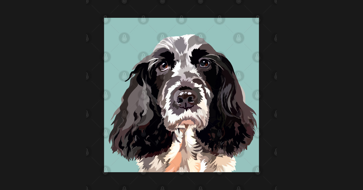 Nancy the black and white Cocker Spaniel - Dogs - T-Shirt | TeePublic