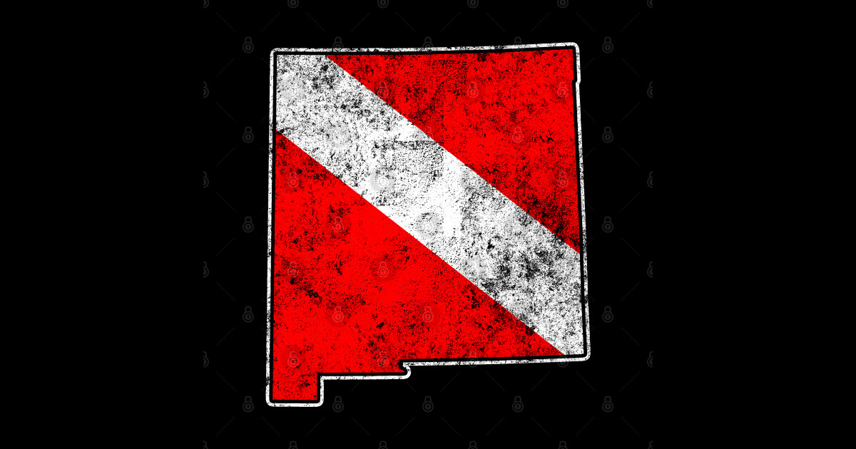 New Mexico Dive Flag Scuba Diving State Map Dive Flag Distressed - Dive ...