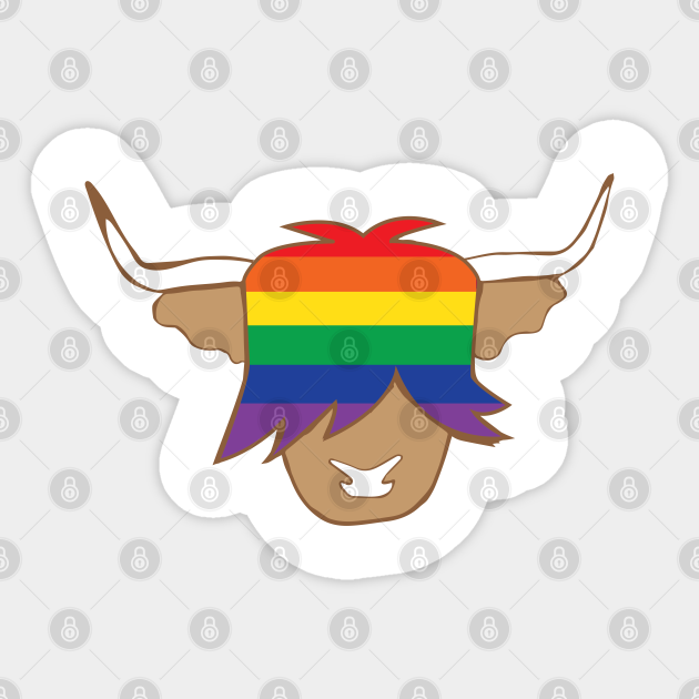 Highland cow LGBT flag rainbow pride coo - Lgbt Flag Gift - Sticker ...