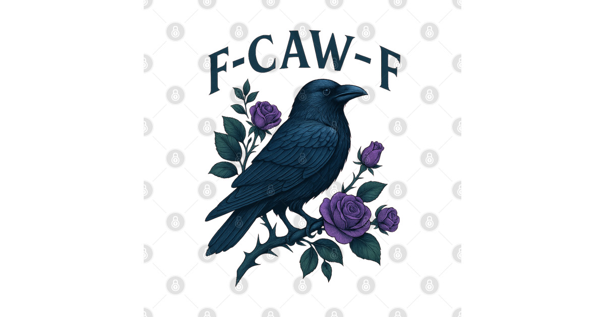 Funny Gothic Crow Meme F-Caw-F Bird Humor Design - Funny Crow - T-Shirt ...