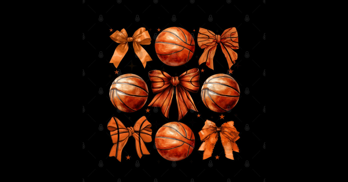 Basketball and Bows Pattern for Sports Girls - Basketball Bows ...