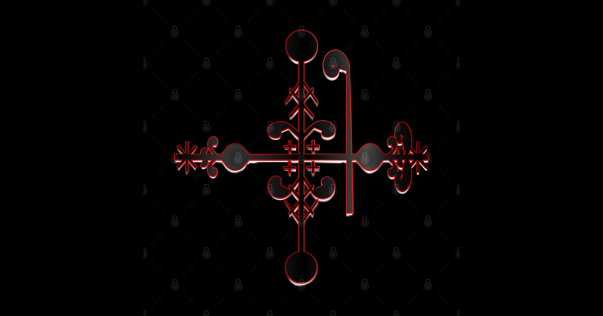 Legba Atibon Voodoo Veve Black Red - Voodoo - Sticker | TeePublic