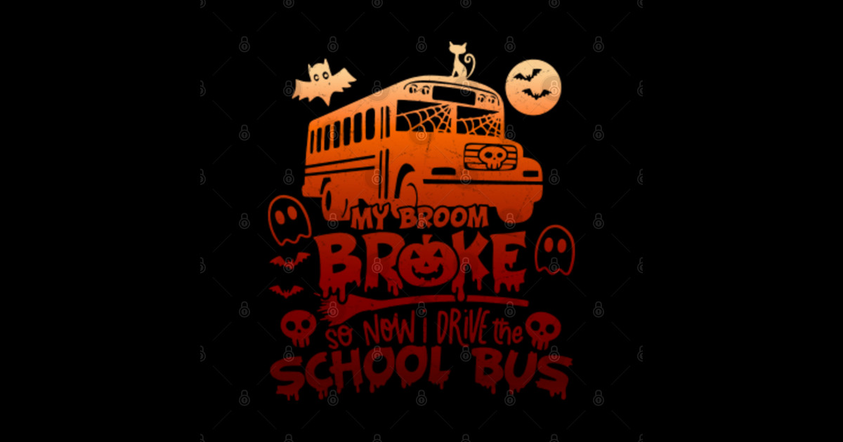 Halloween Witch School Bus Design - Witch Humor - Sticker | TeePublic