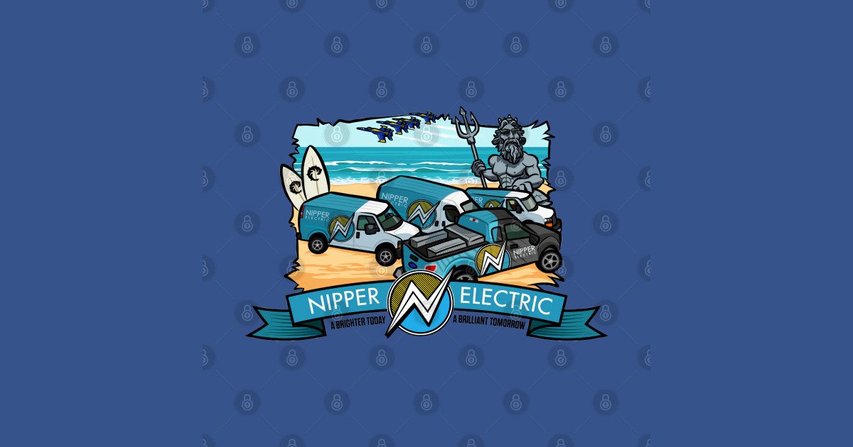 Nipper Electric Beach Area - Electric - T-Shirt | TeePublic