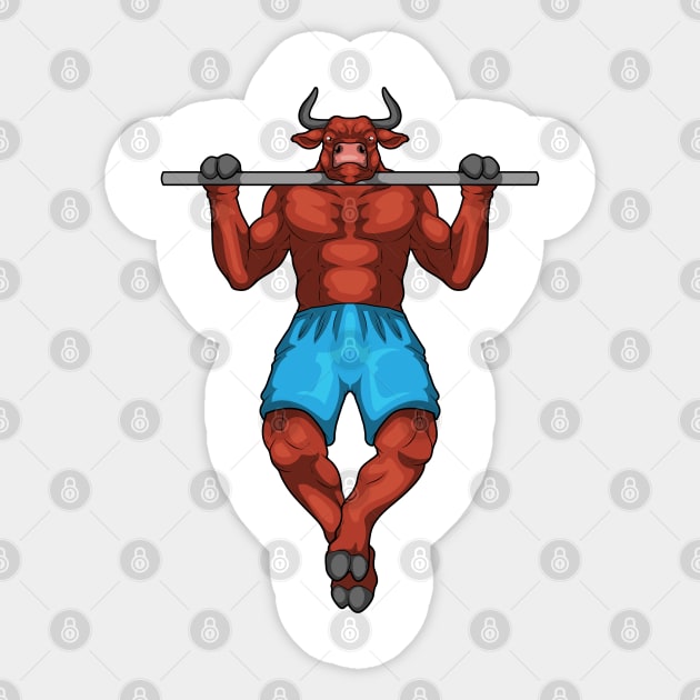 Bull Bodybuilder Pull ups Bodybuilding - Bodybuilding - Sticker | TeePublic
