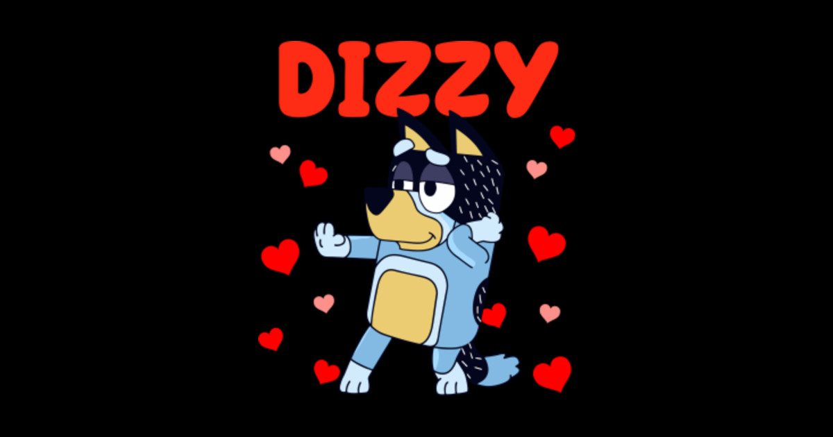 Cute Heart Dizzy Bluey Vintage Cartoon - Bluey - Magnet | TeePublic