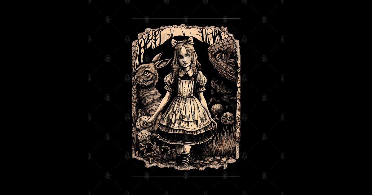 Dark Gothic Alice in Wonderland - Alice In Wonderland - Sticker | TeePublic