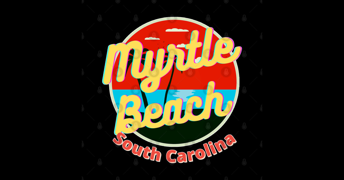 Myrtle Beach Retro Sunset Graphic Design - Myrtle Beach South Carolina ...