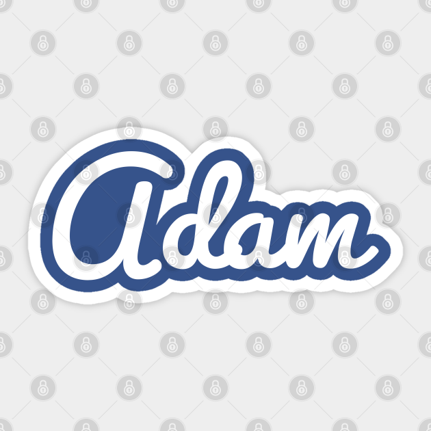 Adam White Cursive Script Typography - Adam - Sticker | TeePublic