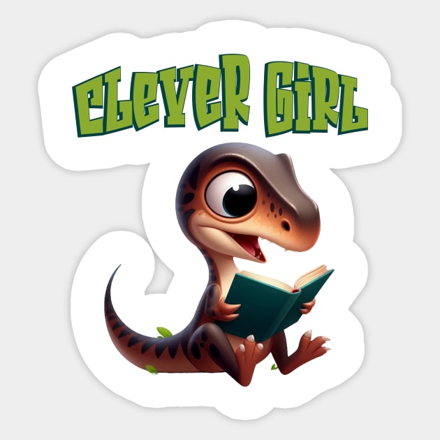 Cute Velociraptor Clever Girl Illustration - Clever Girl - Sticker ...