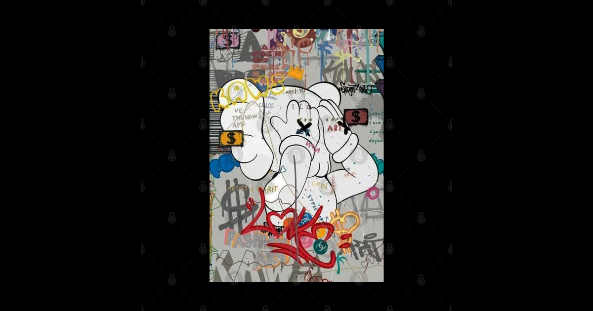 Graffiti KAWS Painting Poster - Kaws - Sticker | TeePublic