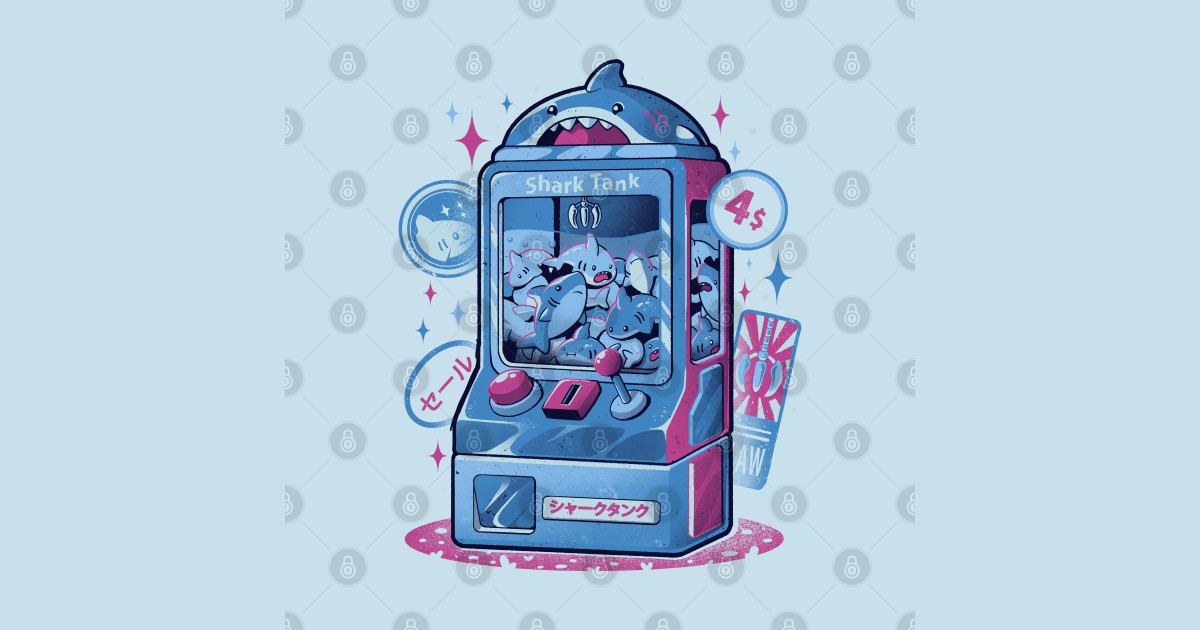 Shark Tank - Cute Sharks Arcade Gamer Gacha Gift - Japanese - T-Shirt ...