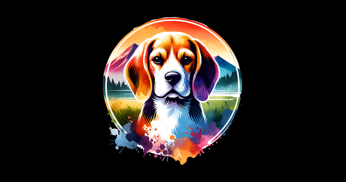 Beagle Mountain Background - Funny Beagle - Sticker | TeePublic