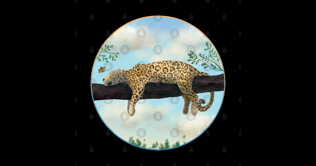 Sleepy Jaguar - A Lazy Wild Cat Napping - Sleepy Jaguar - Sticker ...