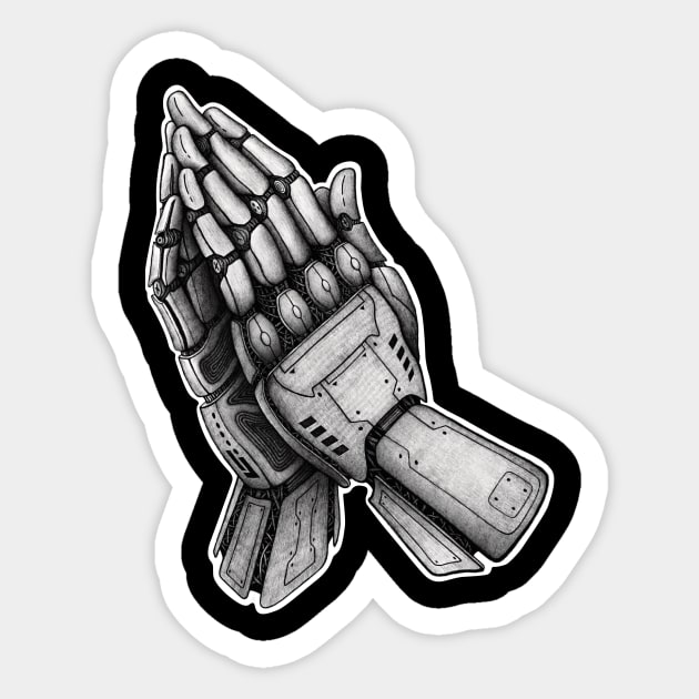 Praying Robotic Hands - Praying Hands - Sticker | TeePublic