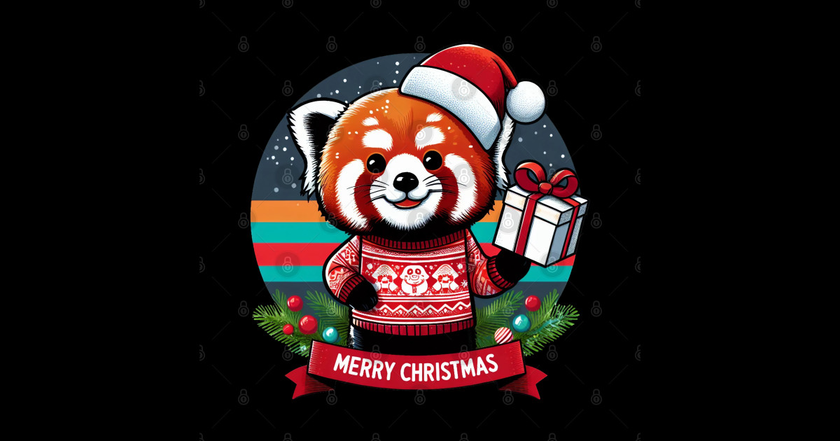 Christmas Red Panda - Christmas Red Panda - Sticker | TeePublic