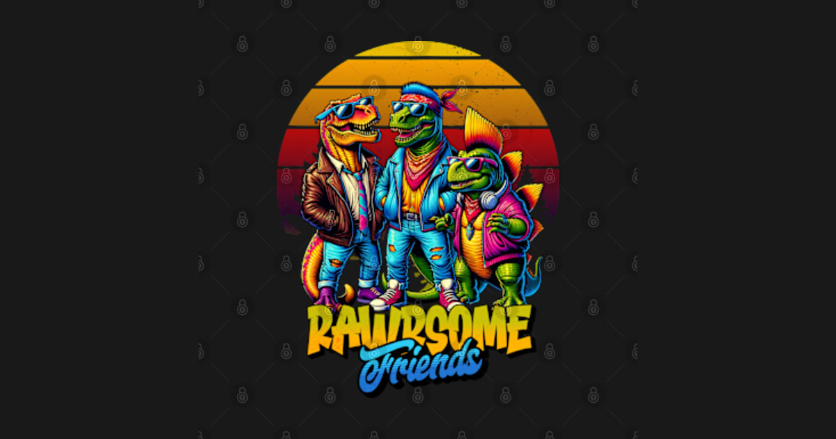 Three Cool Dinosaurs From the 90s Rawrsome Friends - Dinosaur - T-Shirt ...