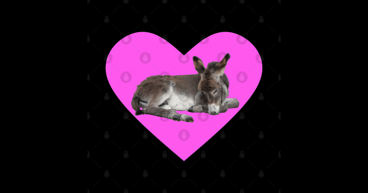 Cute Donkey in Pink Heart - Cute Donkeys - Sticker | TeePublic